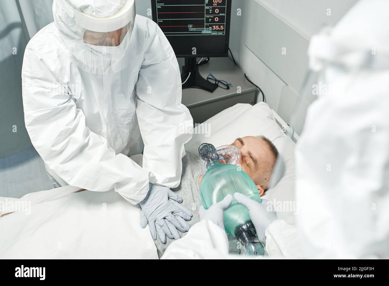 High angle view shot of unrecognizable medical workers wearing personal ...