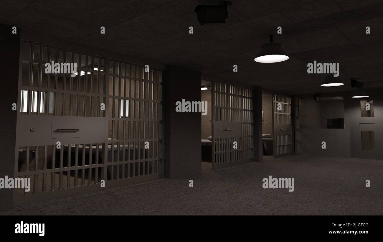 3D-Illustration of an empty cell with no prisoner Stock Photo - Alamy