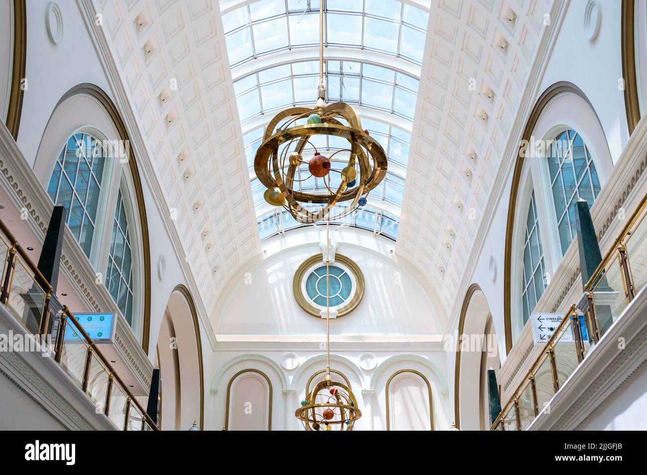 Symmetry of the ceiling with skylight inside of the Gran Via 2 shopping ...