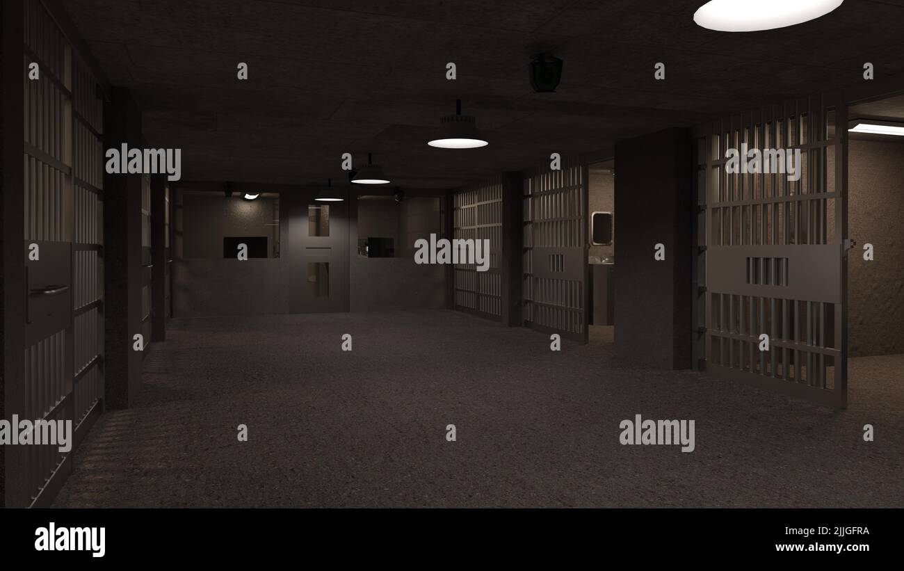 3D-Illustration of an empty cell with no prisoner Stock Photo - Alamy