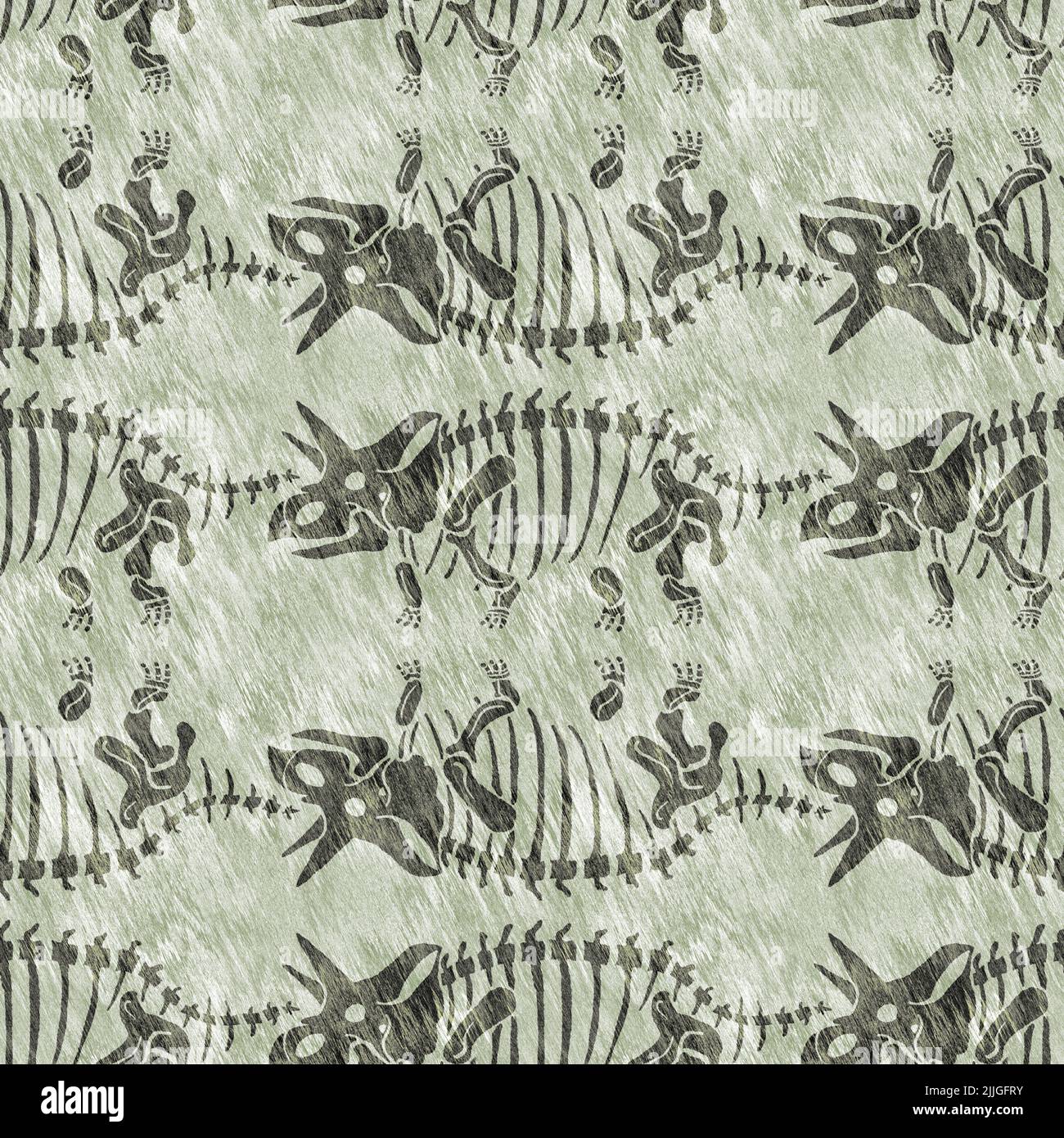 Hand drawn triceratops fossil bones dinosaur seamless pattern. Gender ...