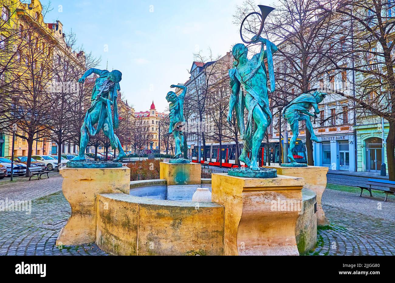 PRAGUE, CAZECH REPUBLIC - MARCH 6, 2022: The modern Dancing Fountain ...