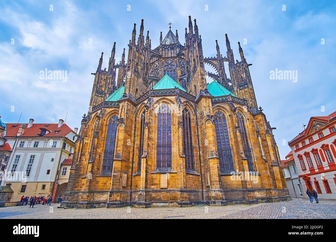 The apse of the impressive Gothic St Vitus Metropolitan Cathedral ...