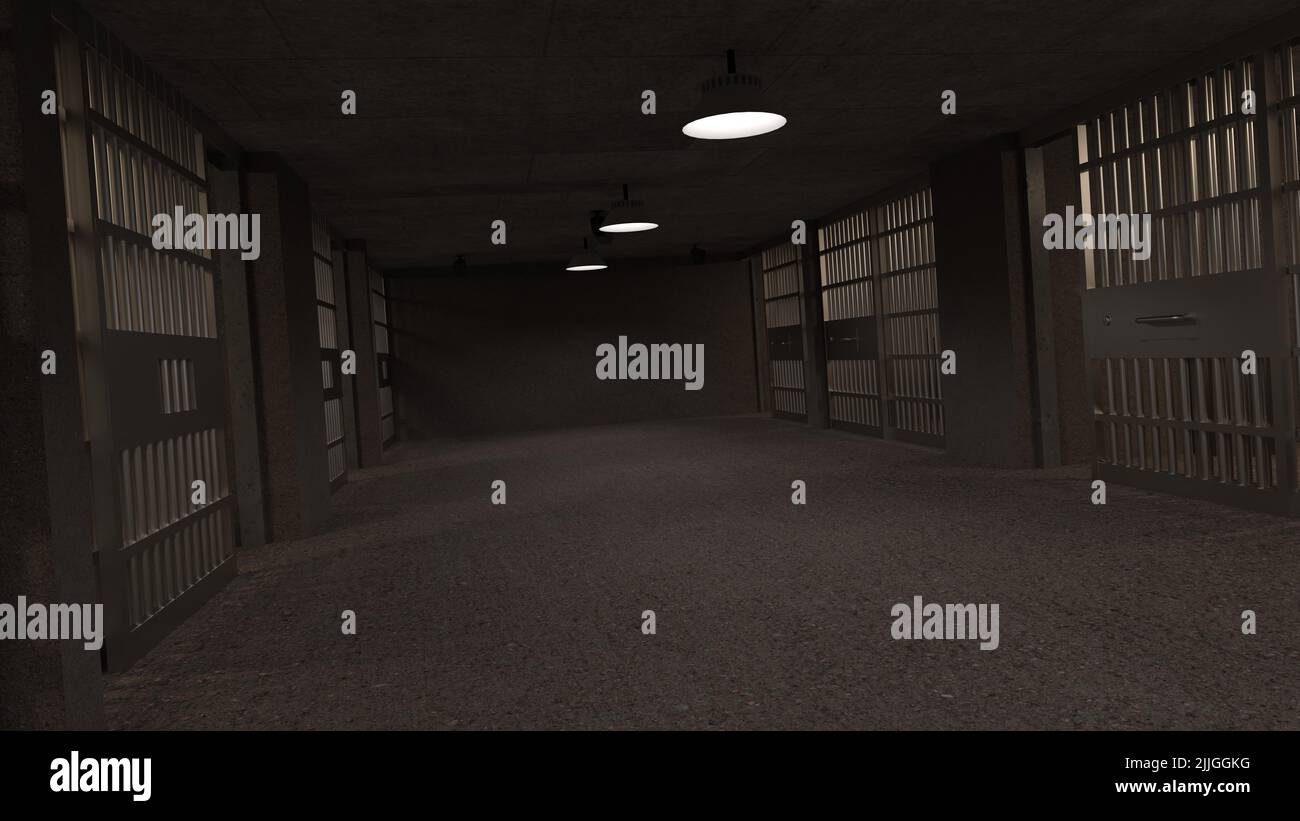 3D-Illustration of an empty cell with no prisoner Stock Photo - Alamy