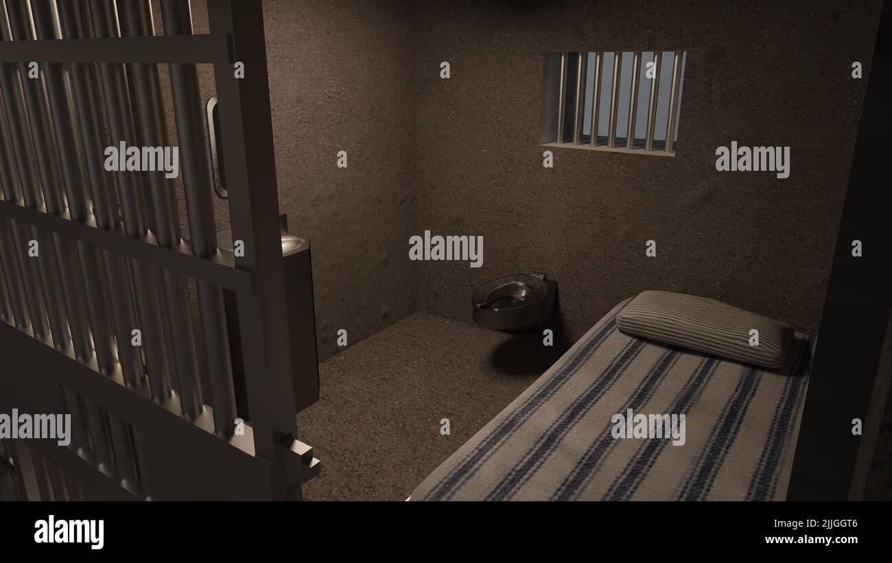 3D-Illustration of an empty cell with no prisoner Stock Photo - Alamy