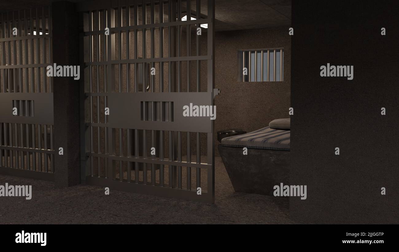 3D-Illustration of an empty cell with no prisoner Stock Photo - Alamy