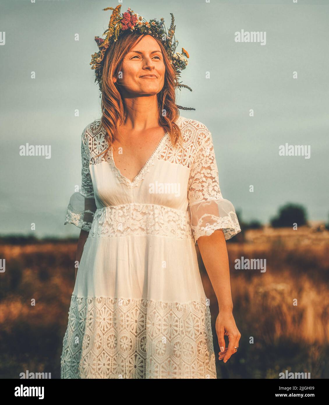 Beautiful pagan woman spring hi-res stock photography and images - Alamy