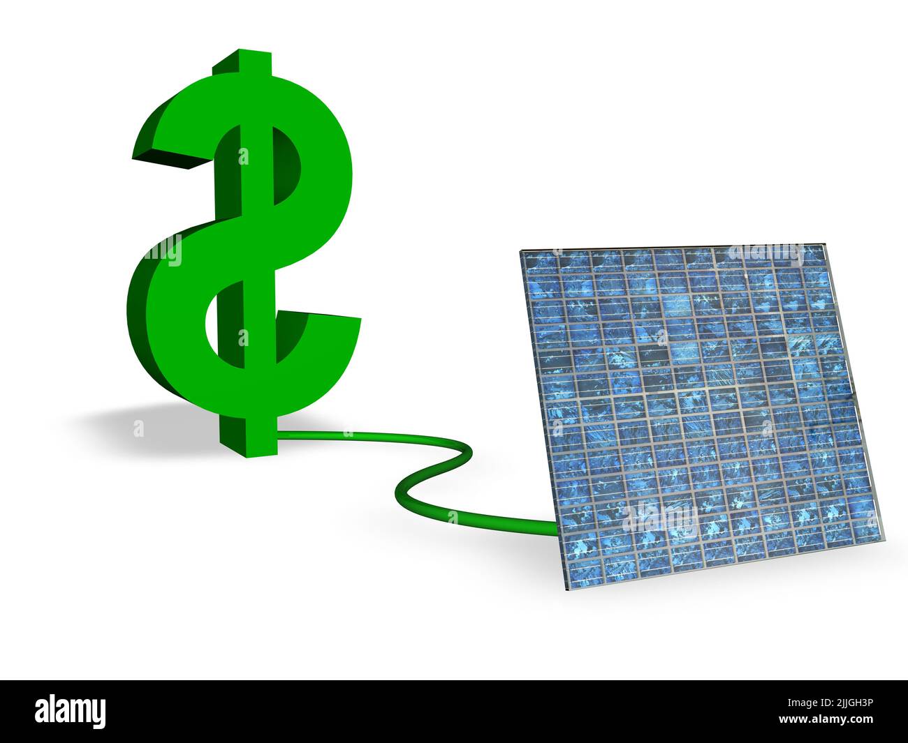 A green dollar sign connected to a solar panel - a sustainable energy ...