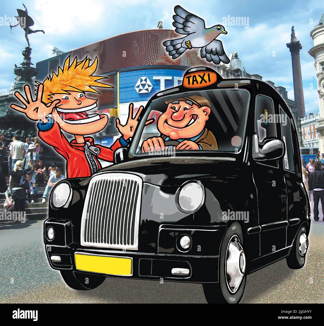 Black cab london cartoon hi-res stock photography and images - Alamy