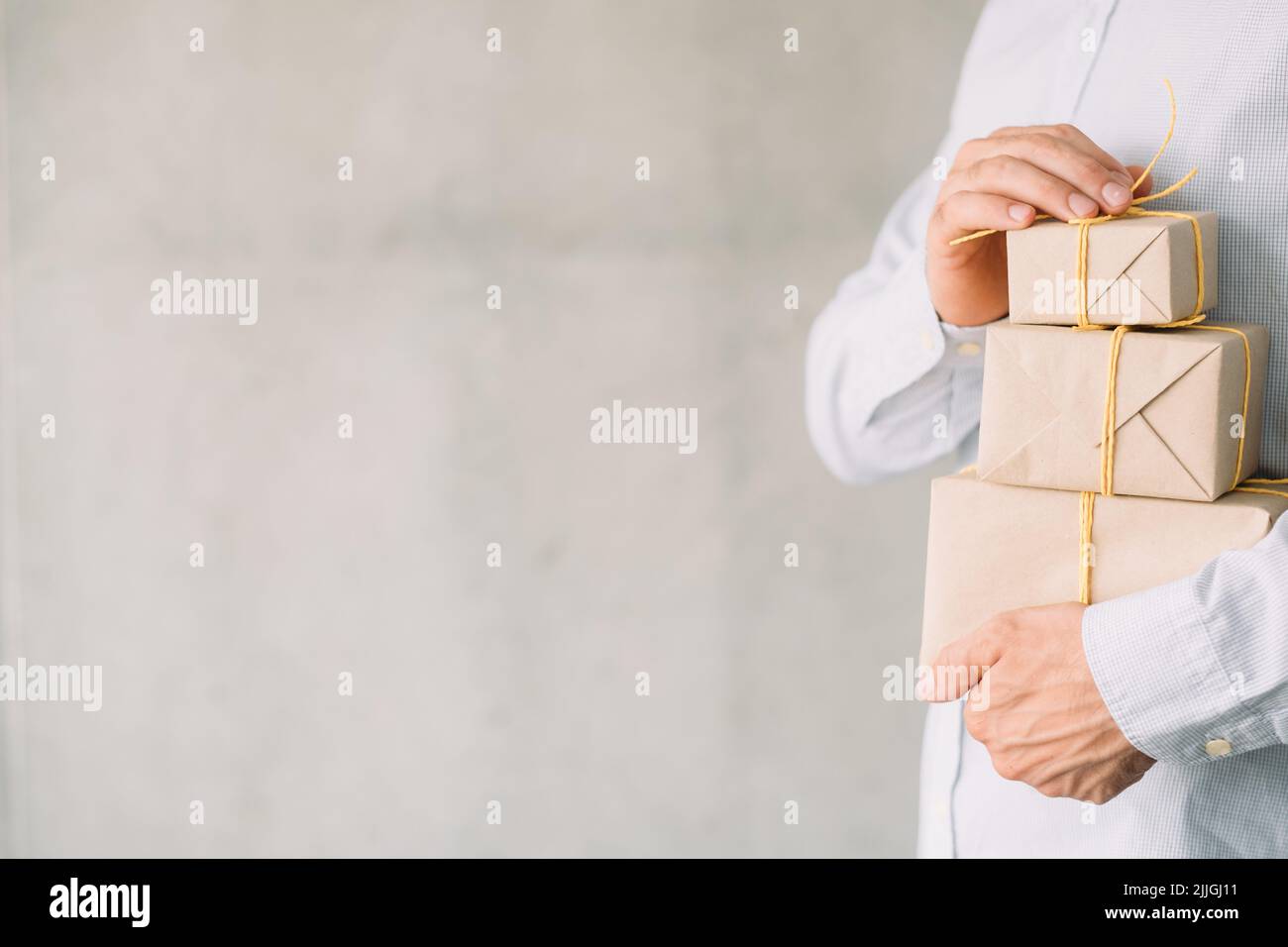 online gift shop delivery service wrapped boxes Stock Photo - Alamy
