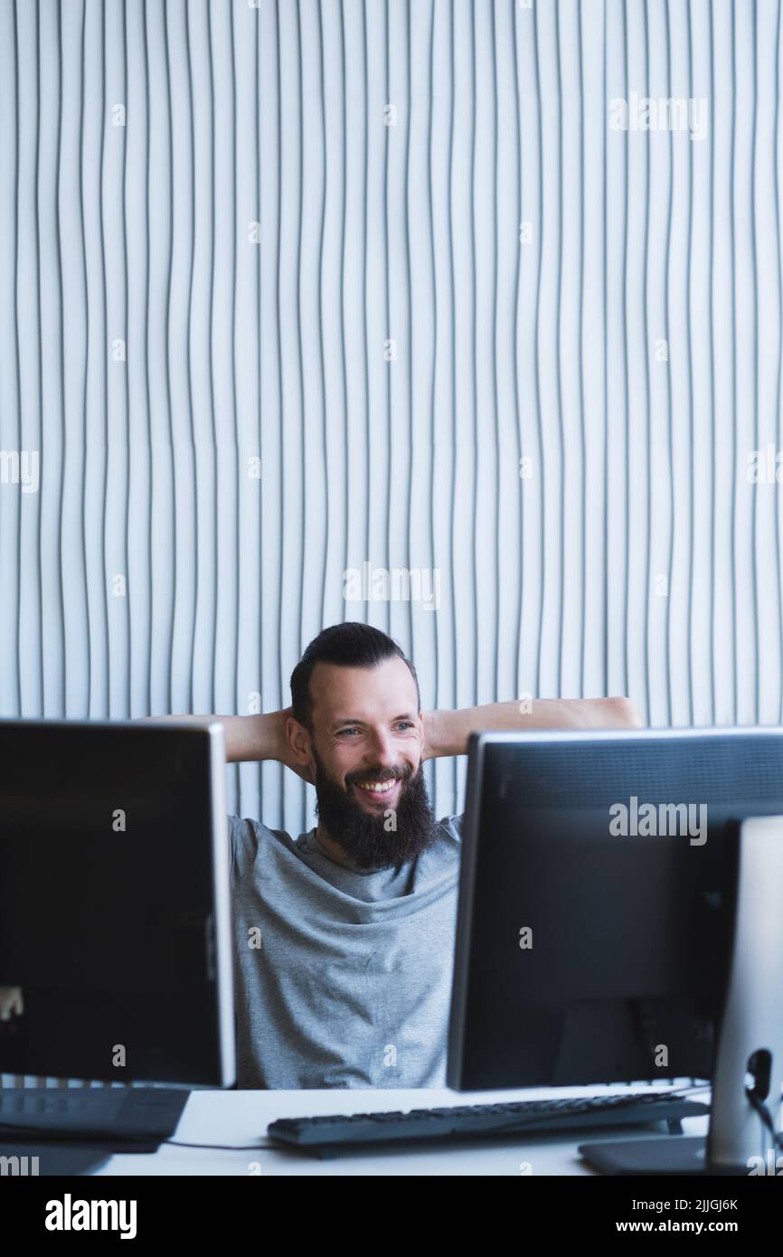 successful business project happy male engineer Stock Photo - Alamy