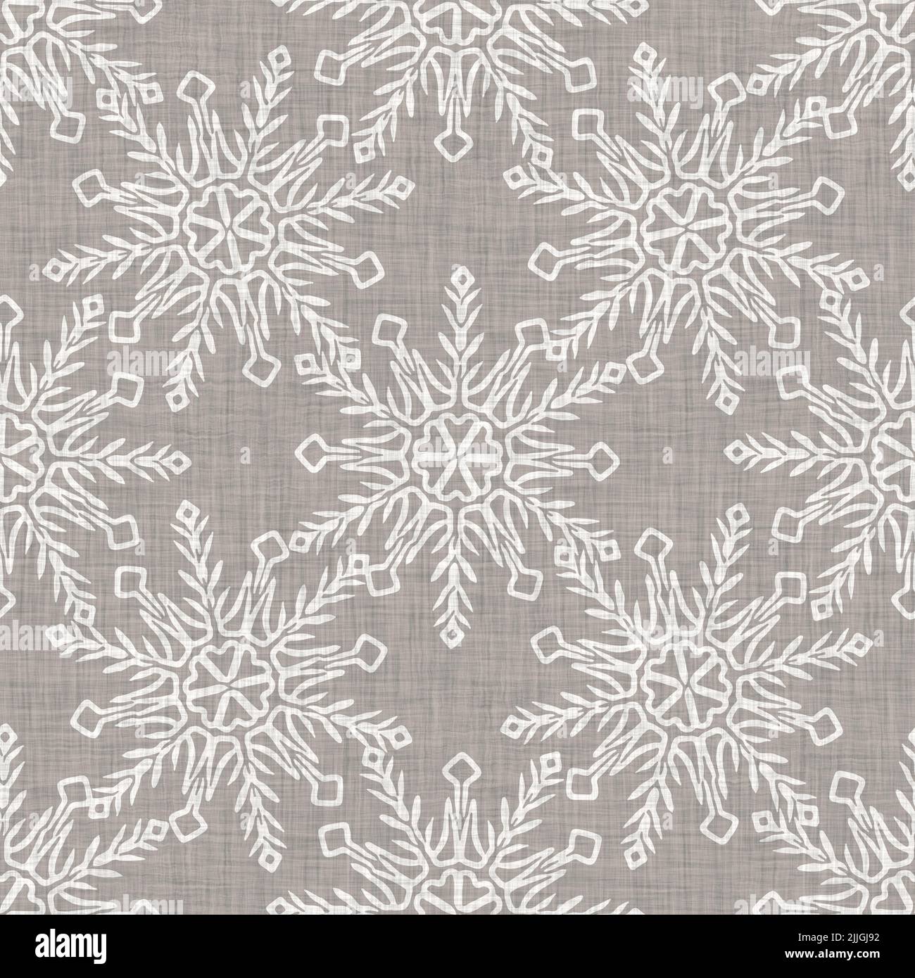 Seamless christmas snowflake woven linen pattern. Two tone seasonal ...