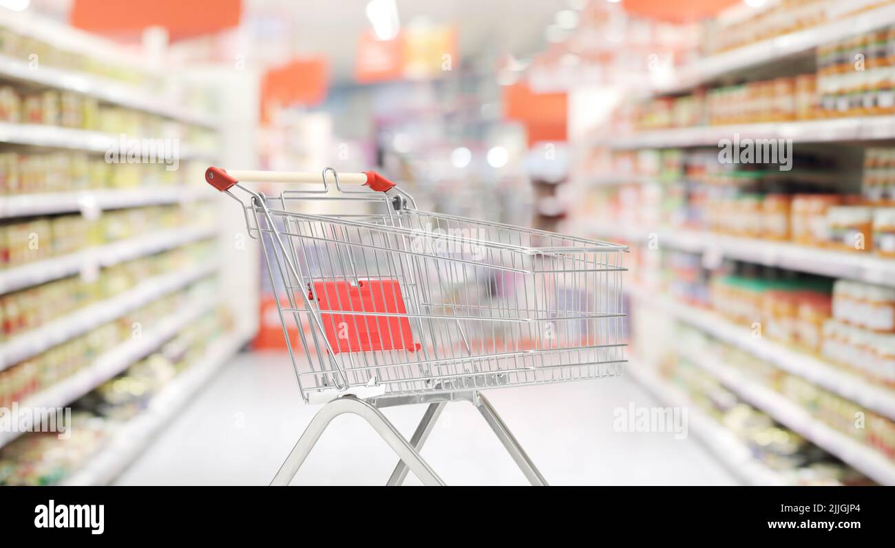 Empty shopping cart inside a supermarket Stock Photo - Alamy Empty shopping cart inside a supermarket Stock Photo - Alamy