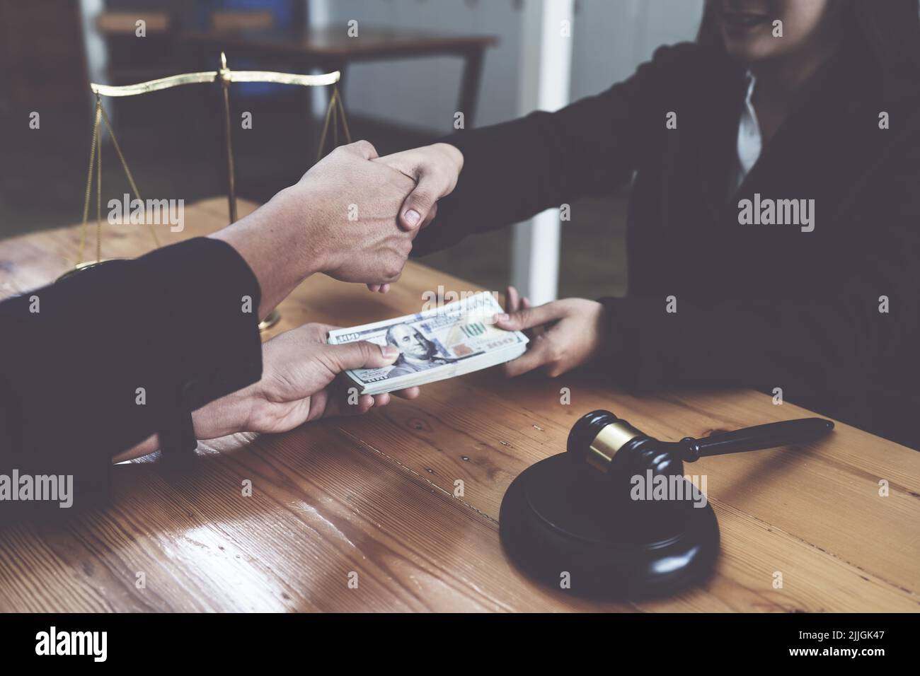 Partner give bribe money in envelope to another businessman. Corruption ...