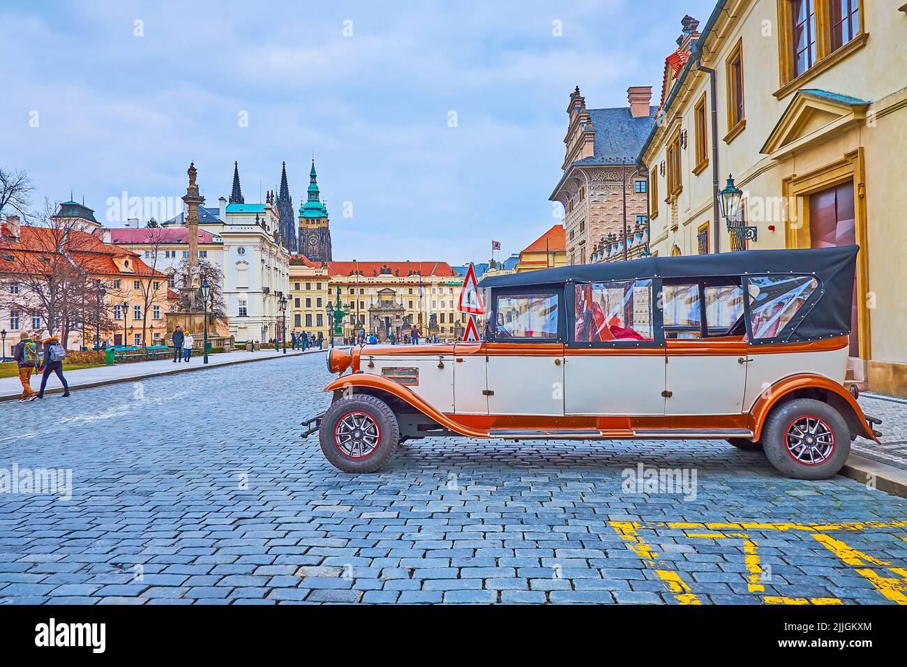 The vintage car for tourist trips, parked on Castle Square with Royal ...