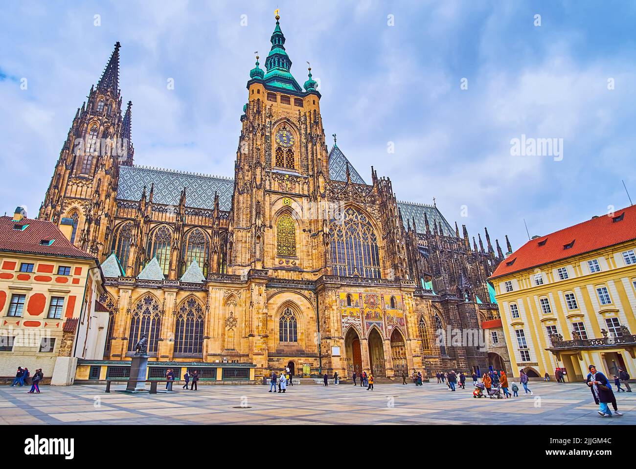 The Third Courtyard of Prague Castle with a view of St Vitus Cathedral ...