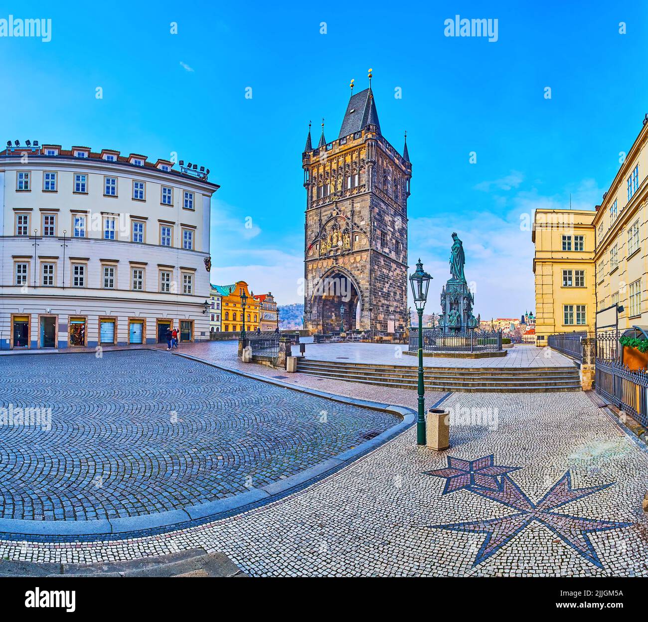 Pedestrian Crusaders Square with pattern of Maltese Cross on the ...