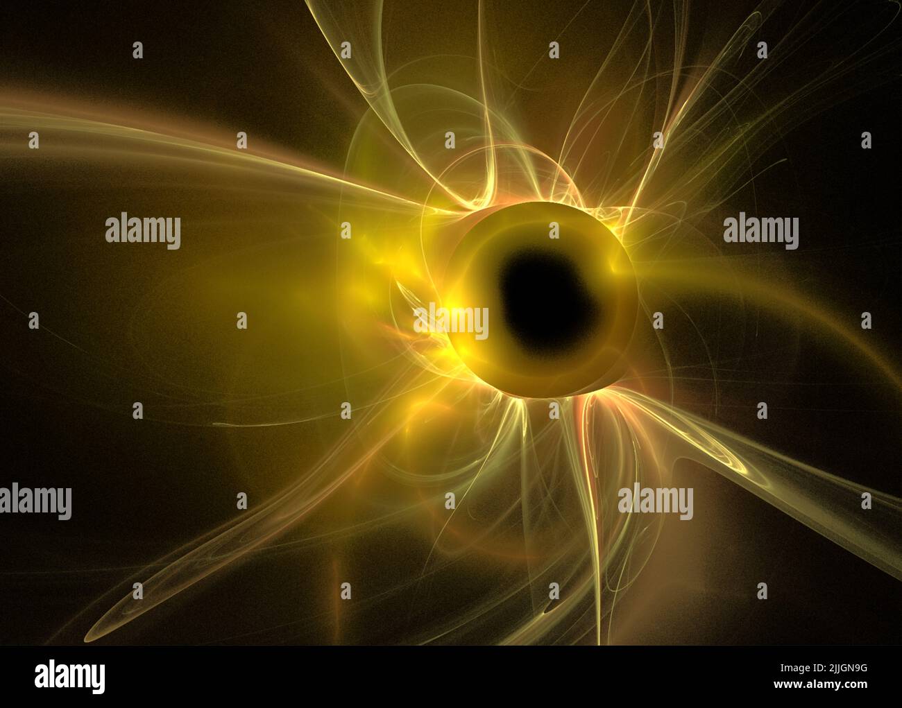 graphic yellow hot space illustration on black background, star system ...