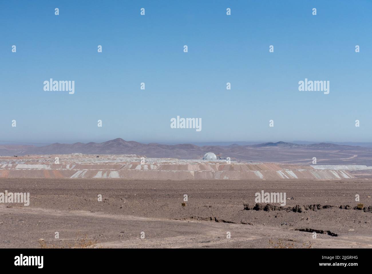 Covered dome at an open pit copper mine reduces dust pollution in the ...