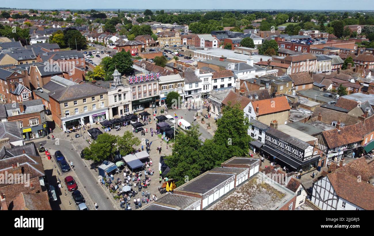 Hitchin Hertfordshire, market town England UK drone aerial view Stock ...