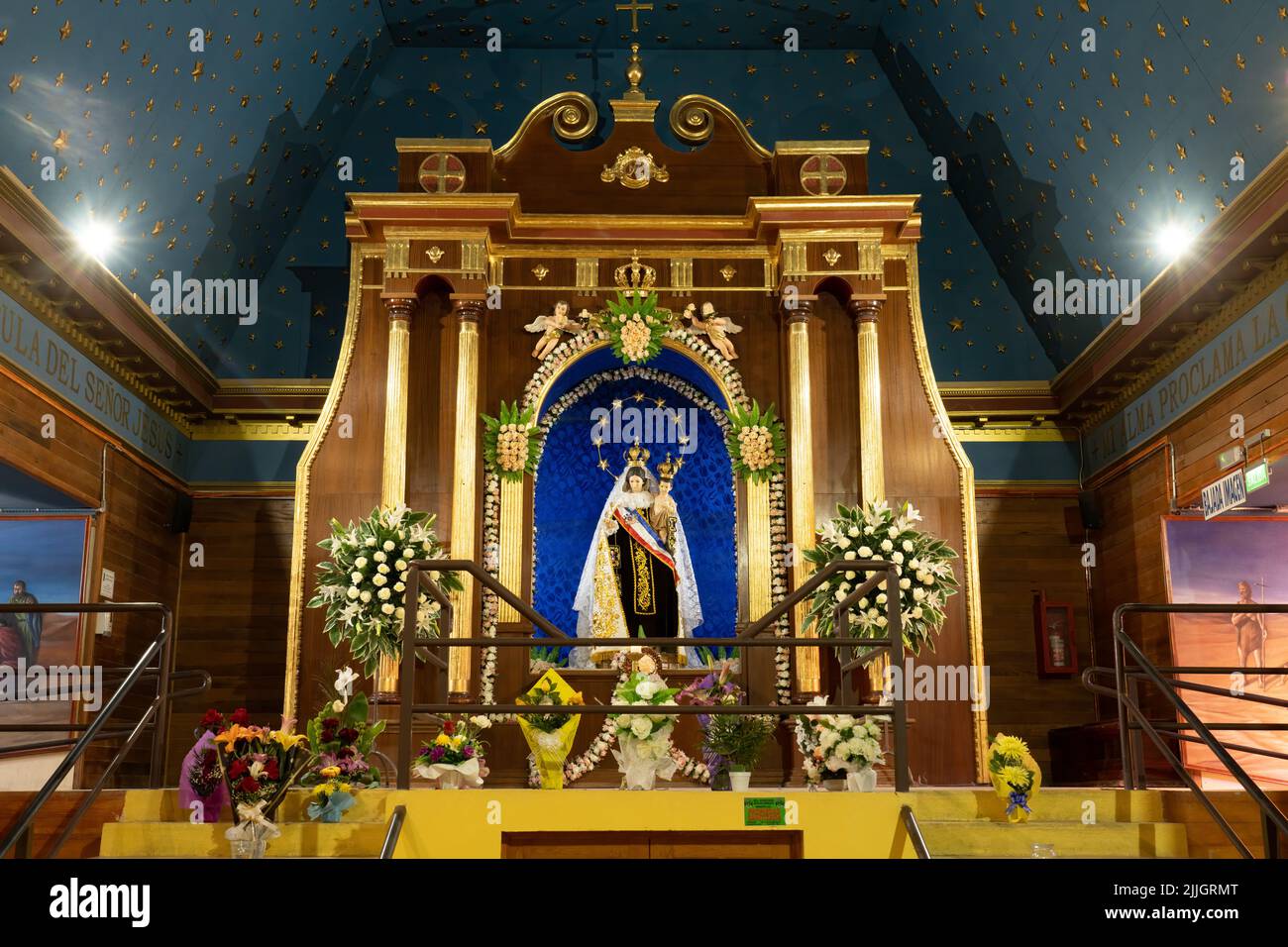 The west transept Our Lady of Carmen Church in La Tirana, Chile, with a ...
