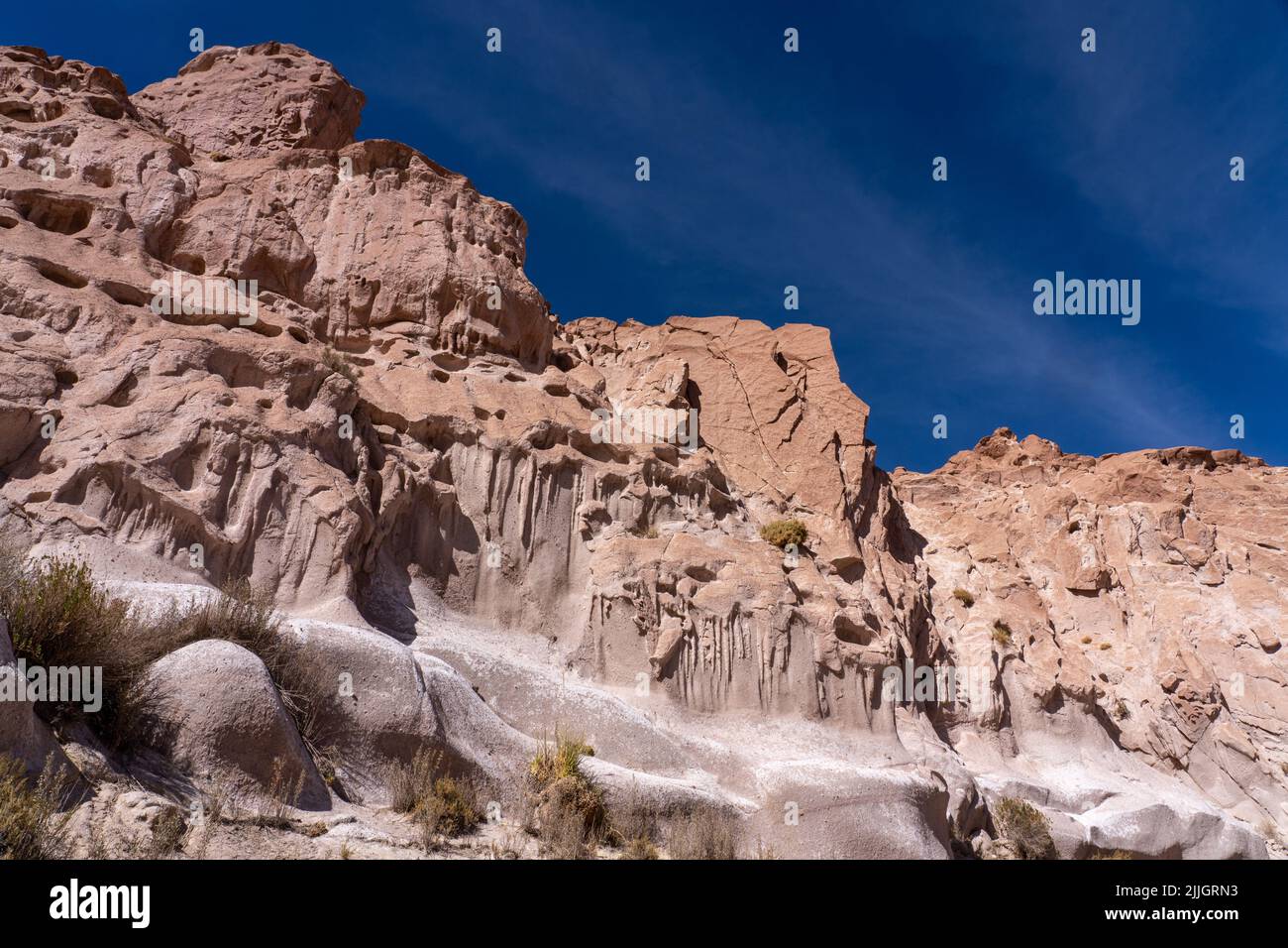 Eroded rock formations in the valley of the Rio Salado in the Atacama ...