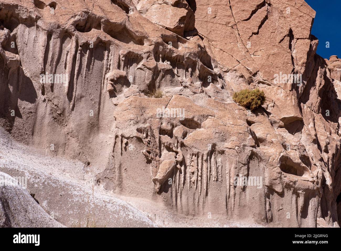 Eroded rock formations in the valley of the Rio Salado in the Atacama ...