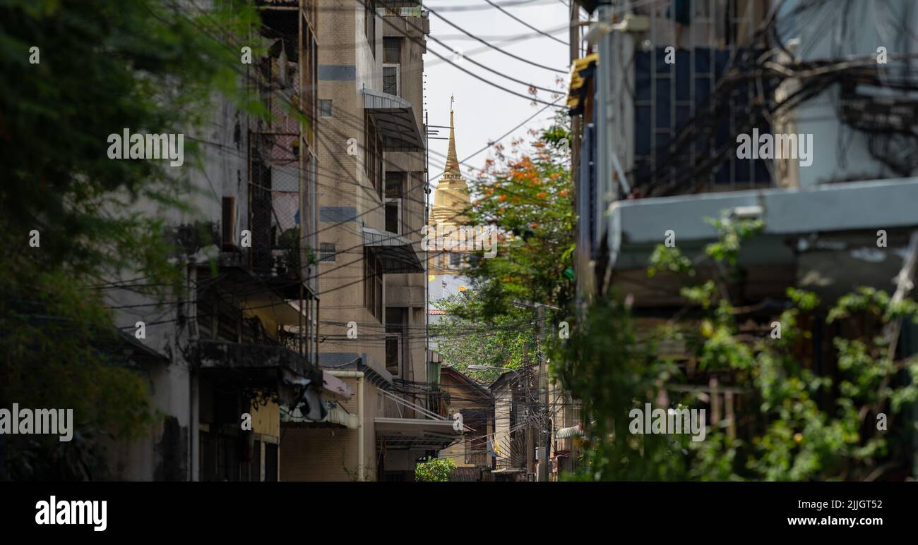 Focus on the Golden Mountain, Thailand ancient temple and landmark ...