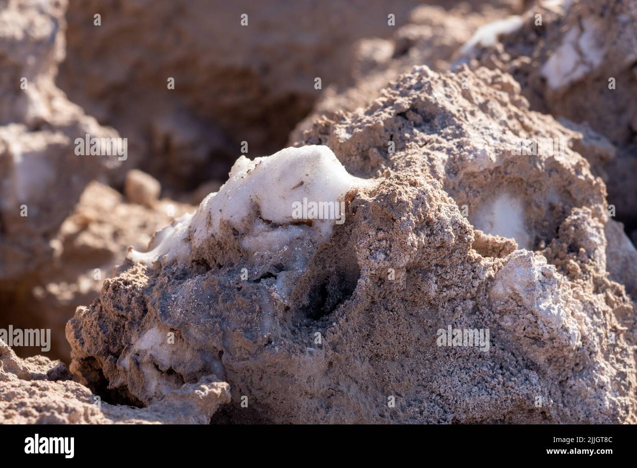 Caliche or nitrate or saltpeter deposits in the Pampa del Tamarugal in ...