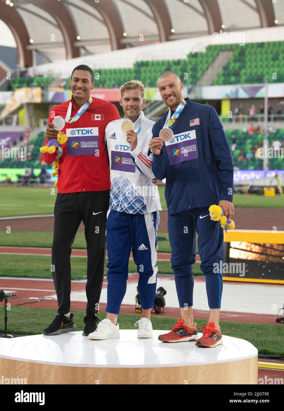 Pierce Lepage (CAN) Silver, Kevin Mayer (FRA) Gold and Zachery Ziemek ...