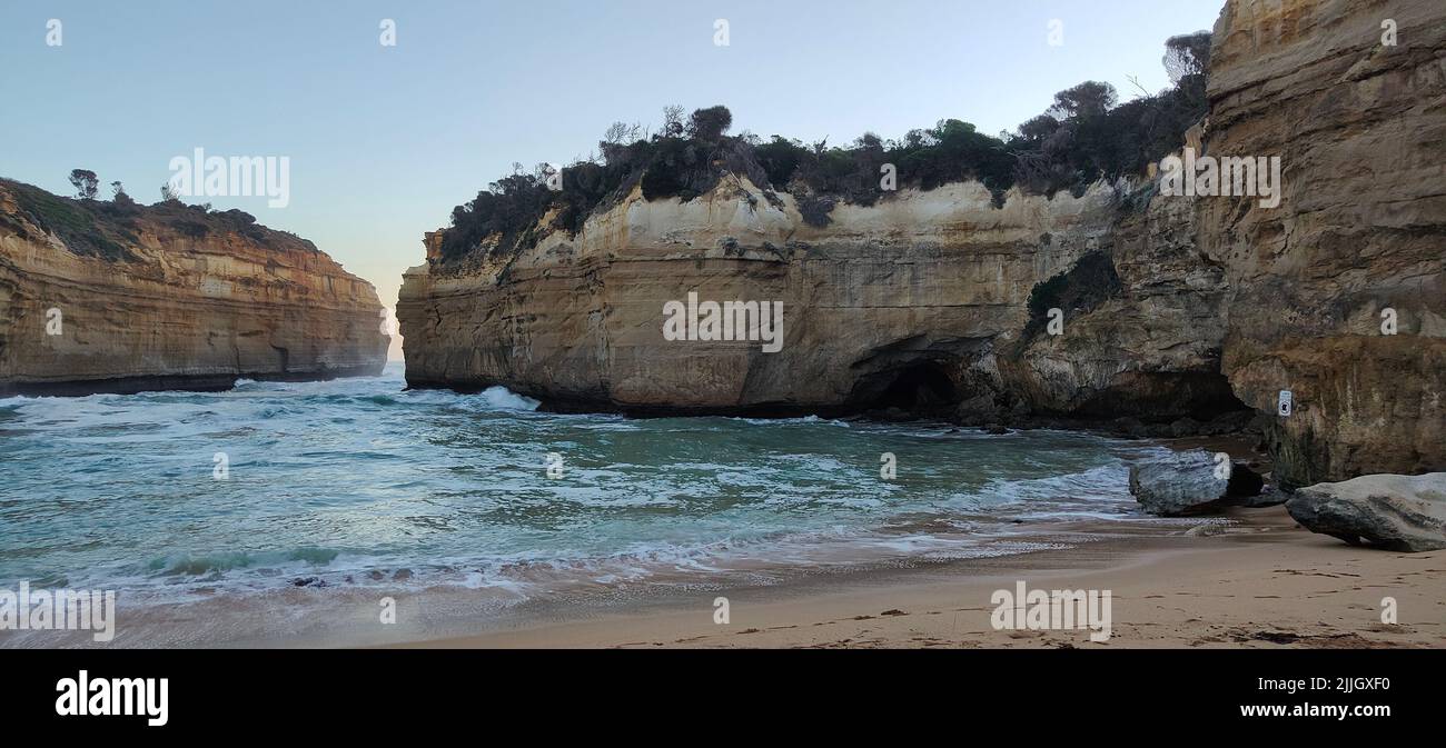 A beautiful view of costal rocky cliffs with the sea Stock Photo - Alamy