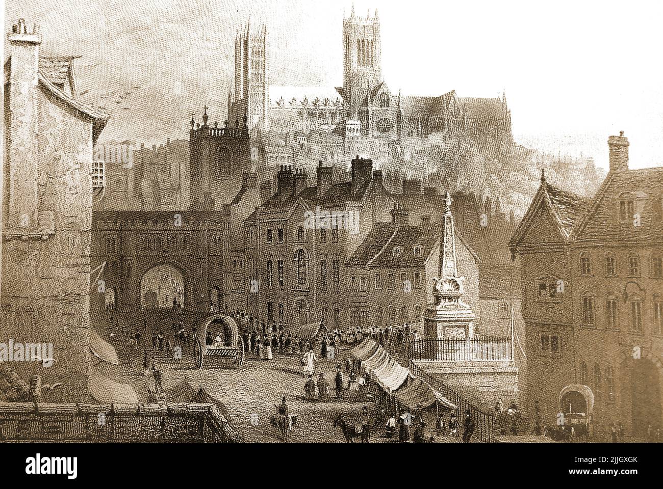 History of Lincoln, England - An 1829 view of the High Bridge Stock ...