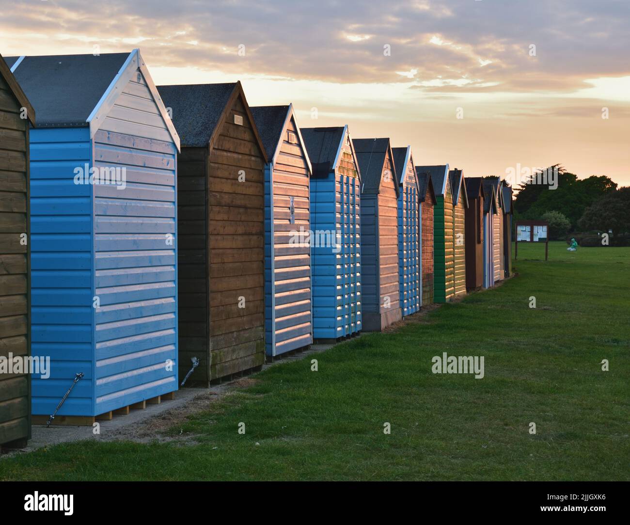 Rear of beach huts at Hamworthy Park, Poole, Dorset Stock Photo - Alamy