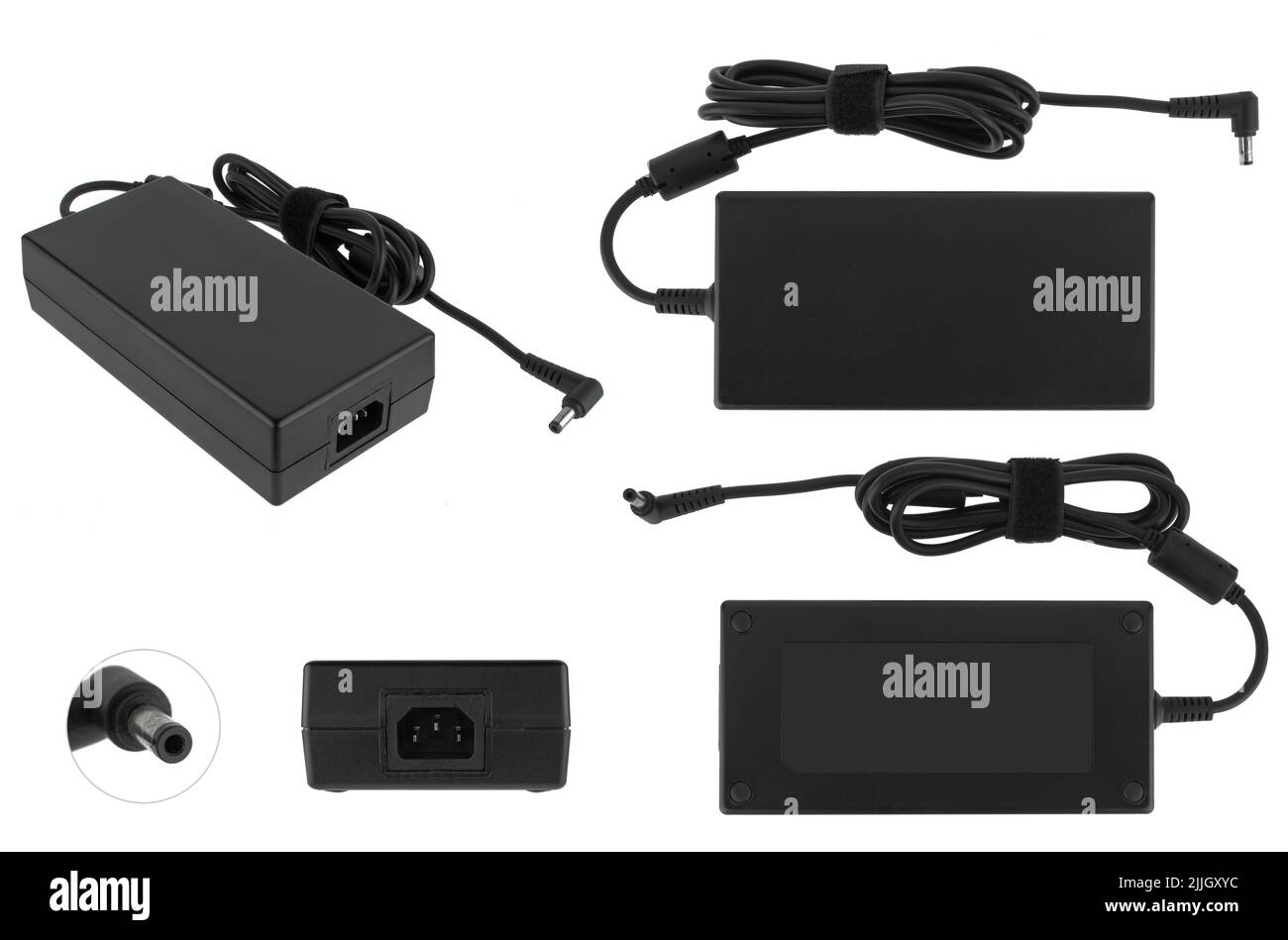 laptop power adapter, laptop accessory, on white background, collage ...
