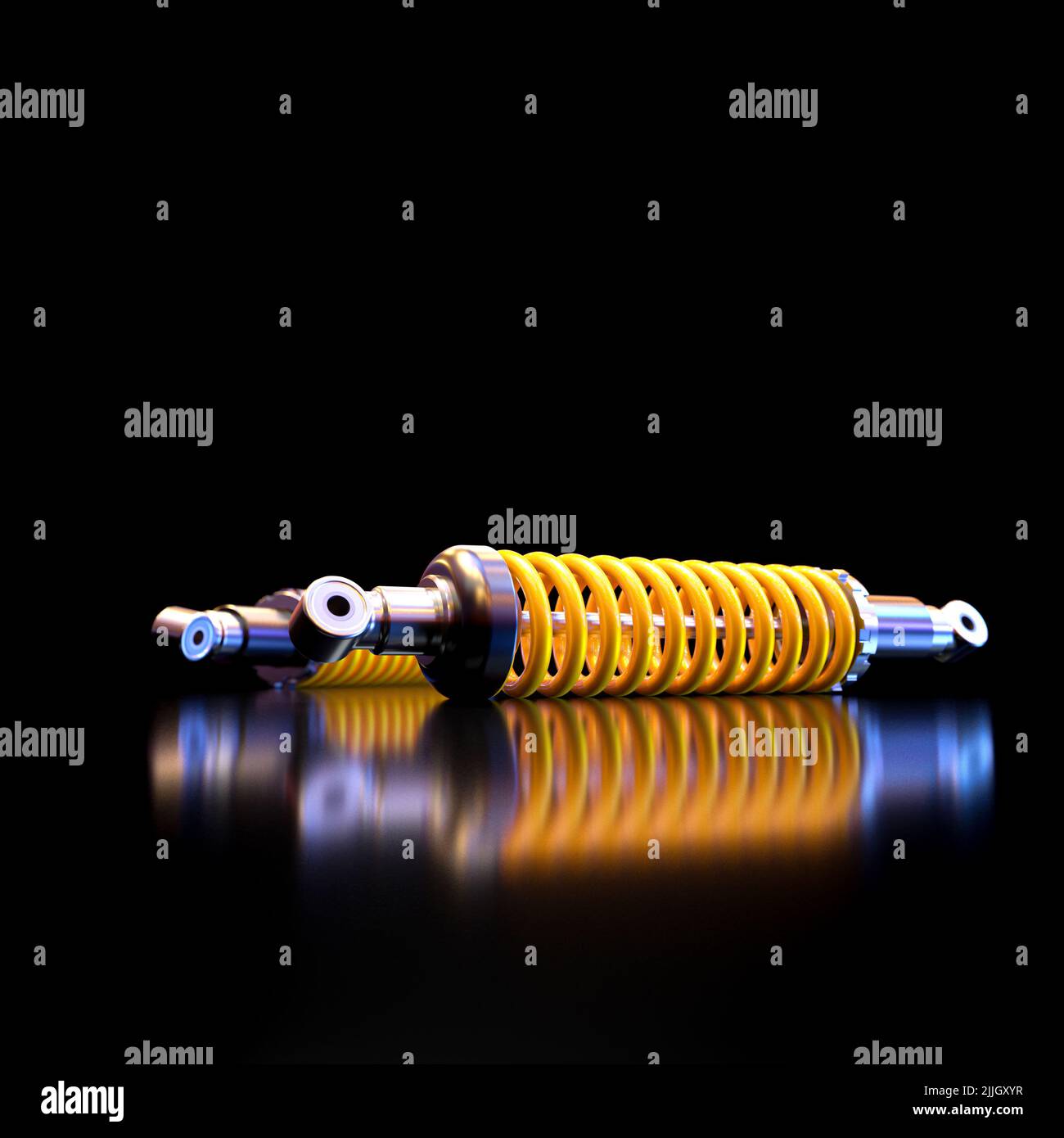 shock absorber on black background 3d render Stock Photo - Alamy