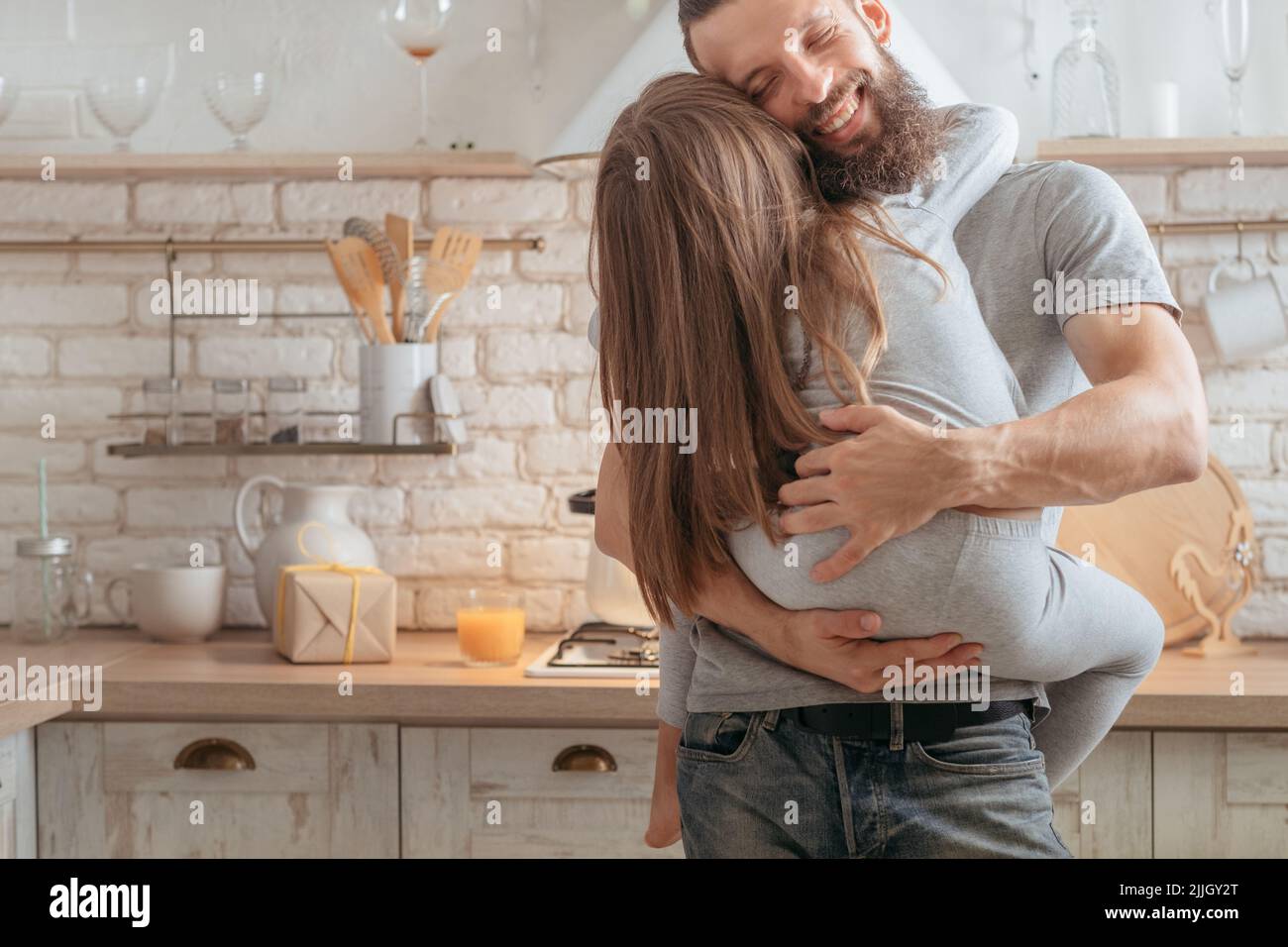 happy family leisure father daughter hugging Stock Photo - Alamy