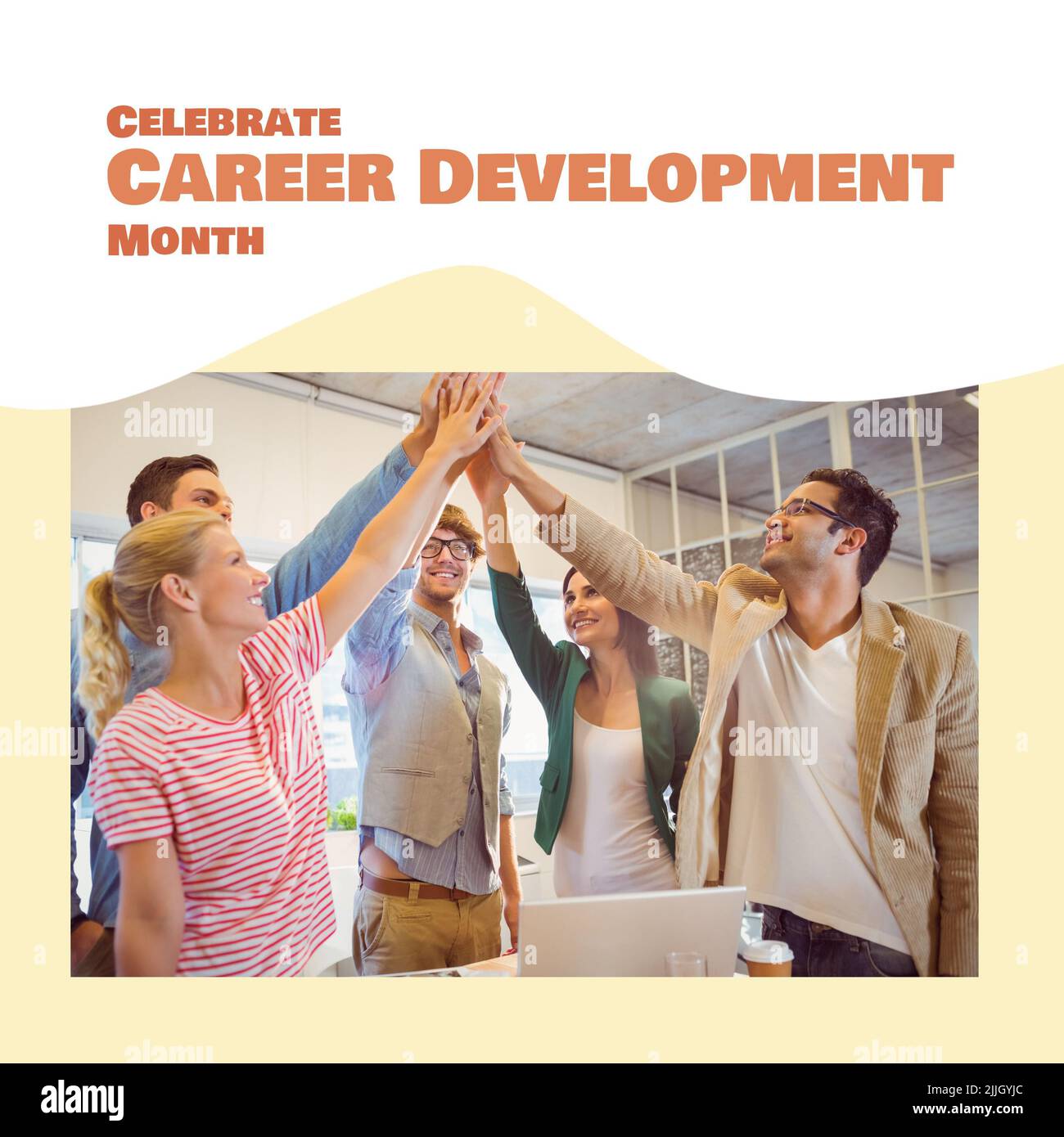 Composition of celebrate career developement month text over diverse ...