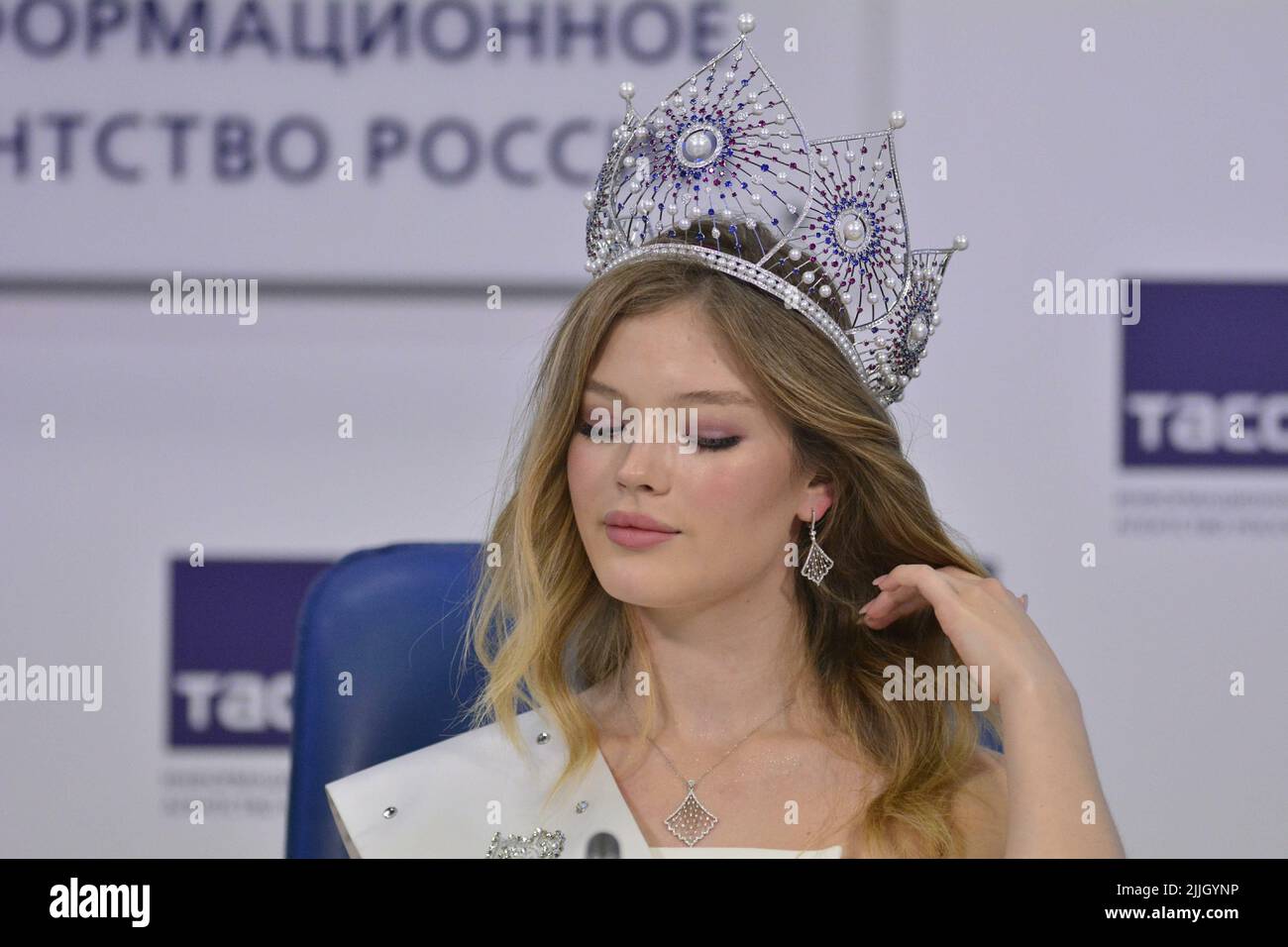 Press conference of the winner of the Miss Russia 2022 contest.TASS ...