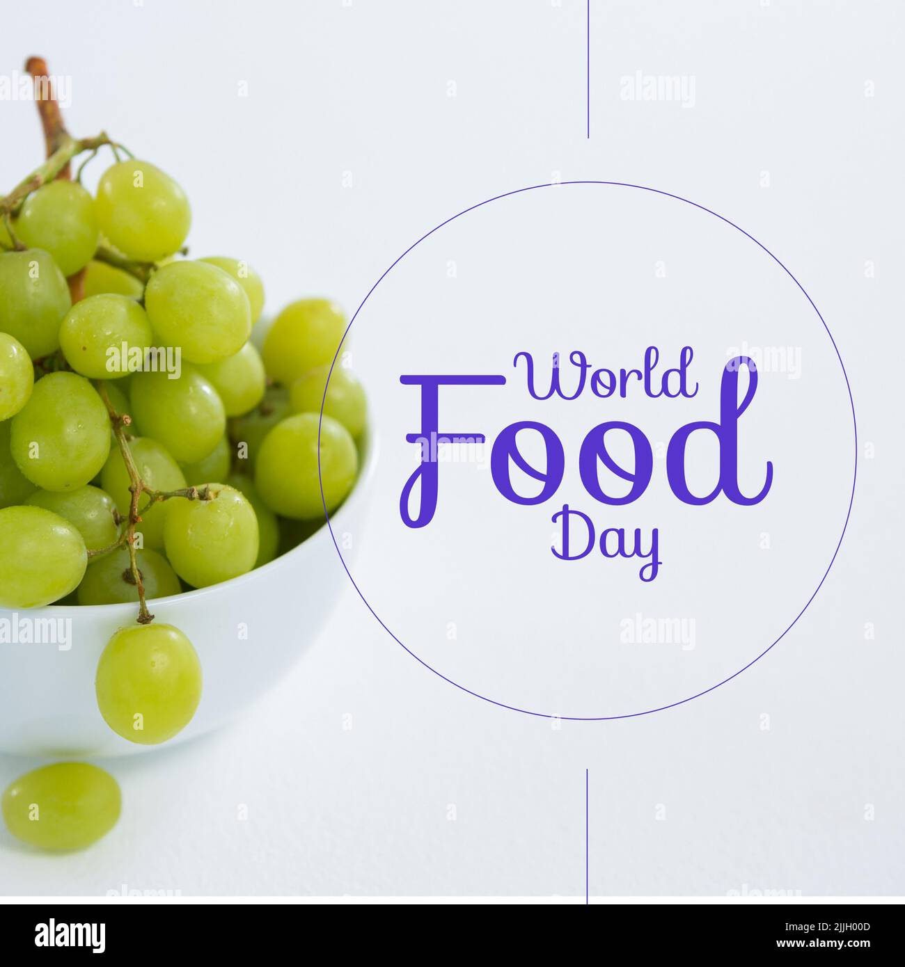 Image of world food day over grapes in bowl on white background Stock ...