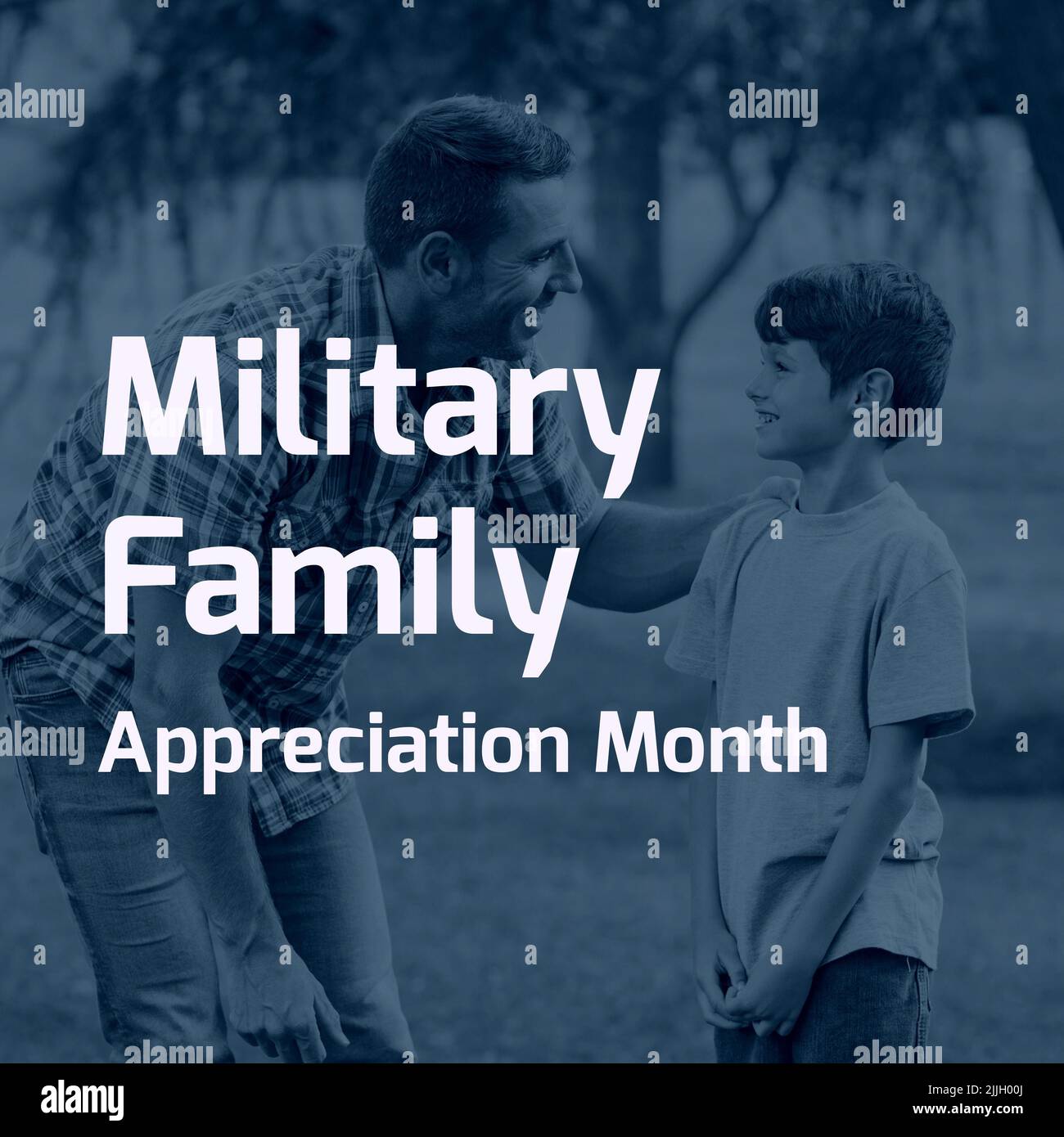 Image of military family appreciation month over happy caucasian father ...