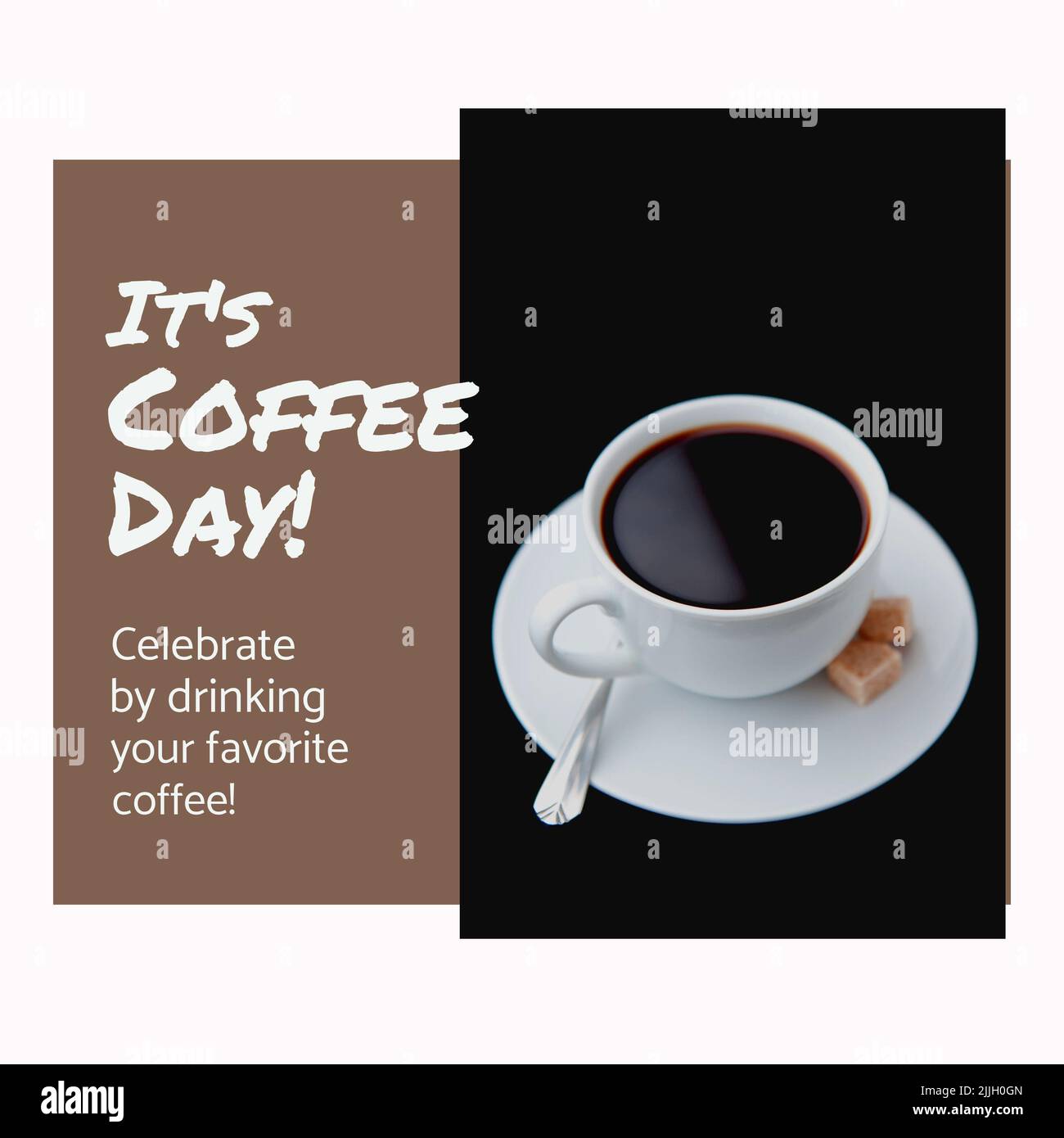 Image of its coffee day over cup of coffee and cake Stock Photo - Alamy