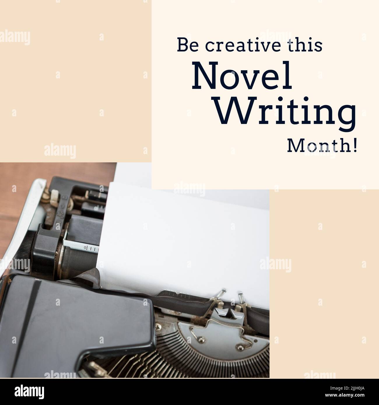 Composition of national novel writing month text over typewriter Stock ...
