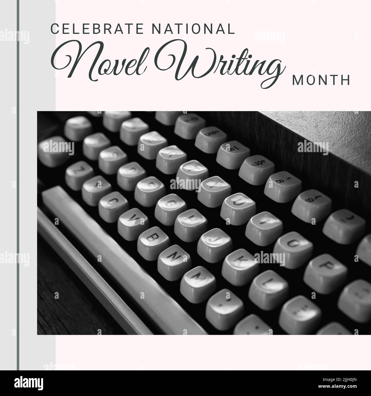 Composition of national novel writing month text over typewriter Stock ...