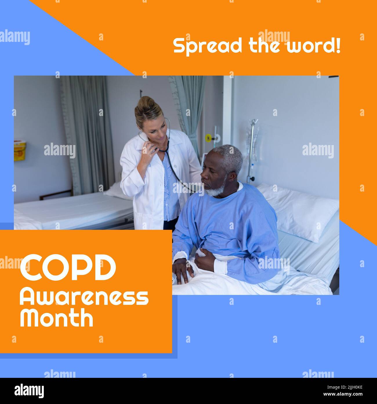 Composition of copd awareness month text over caucasian female doctor ...