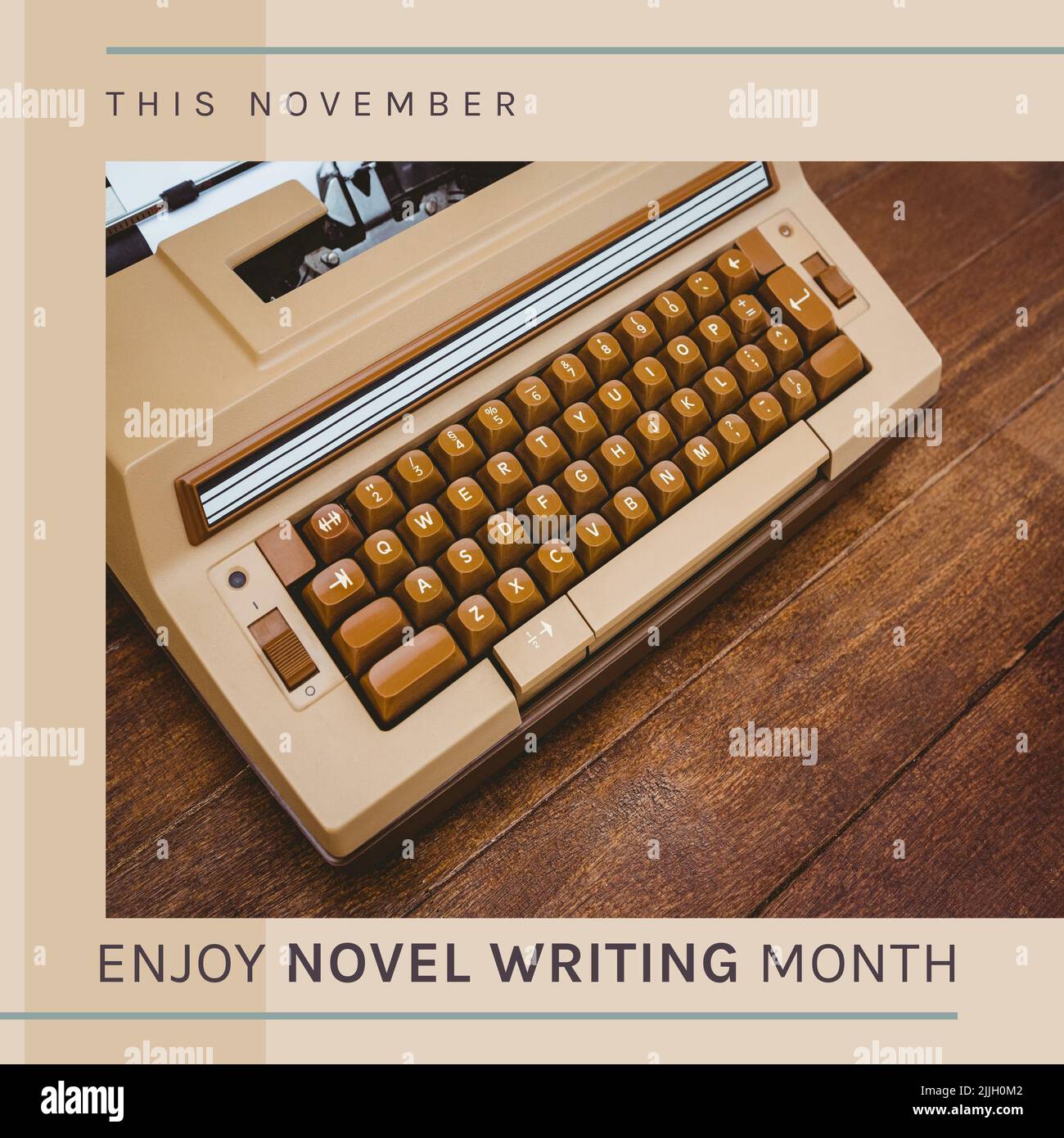 Composition of national novel writing month text over typewriter Stock ...