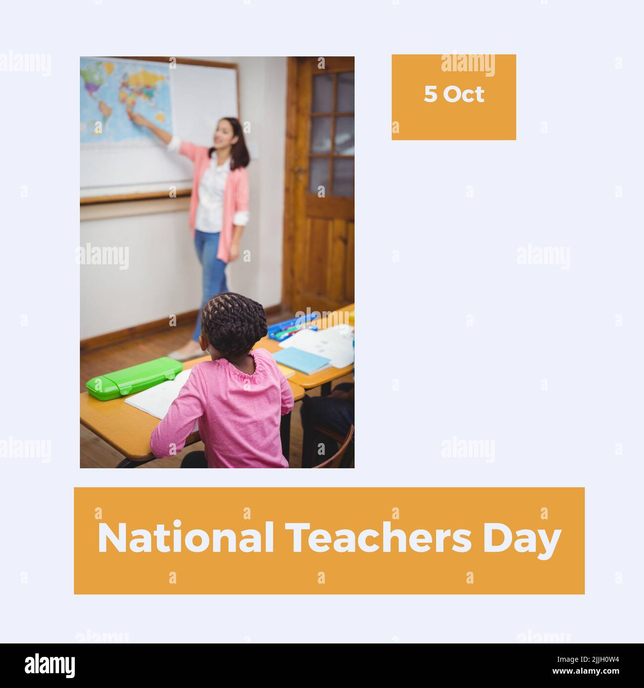 Composition of national teachers day text with diverse teacher and ...