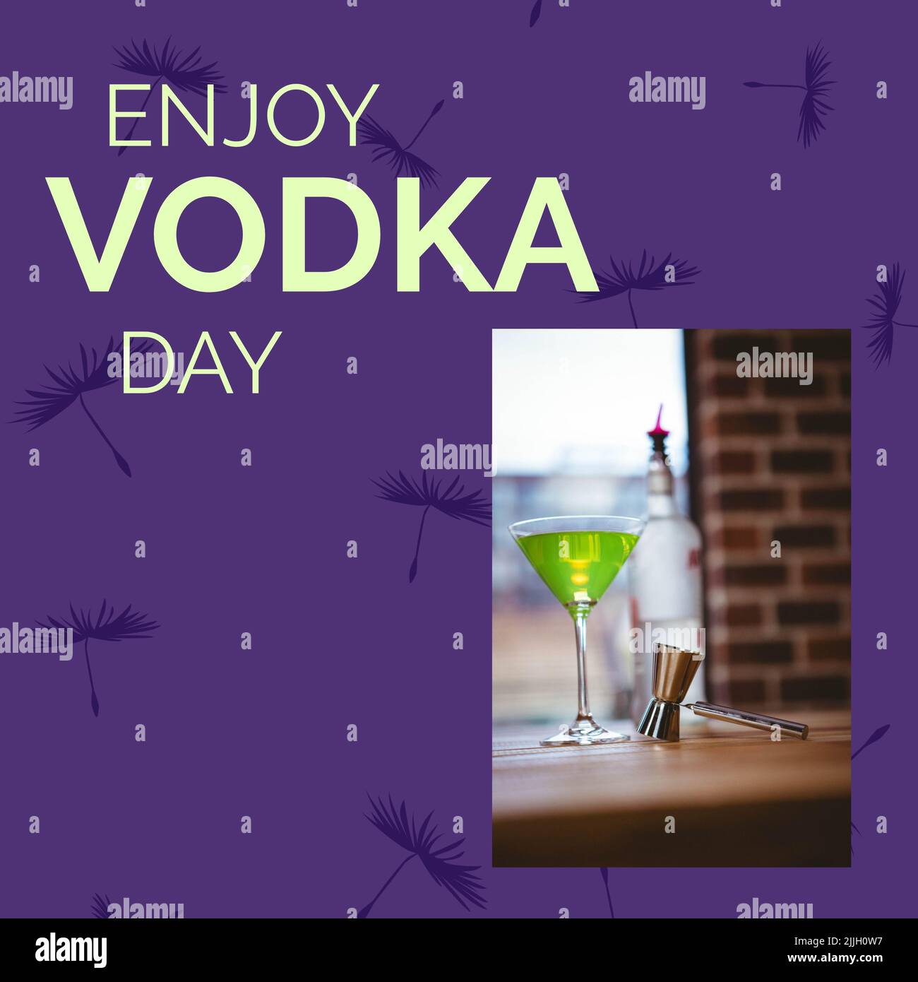 Composition of vodka day text over drink Stock Photo - Alamy