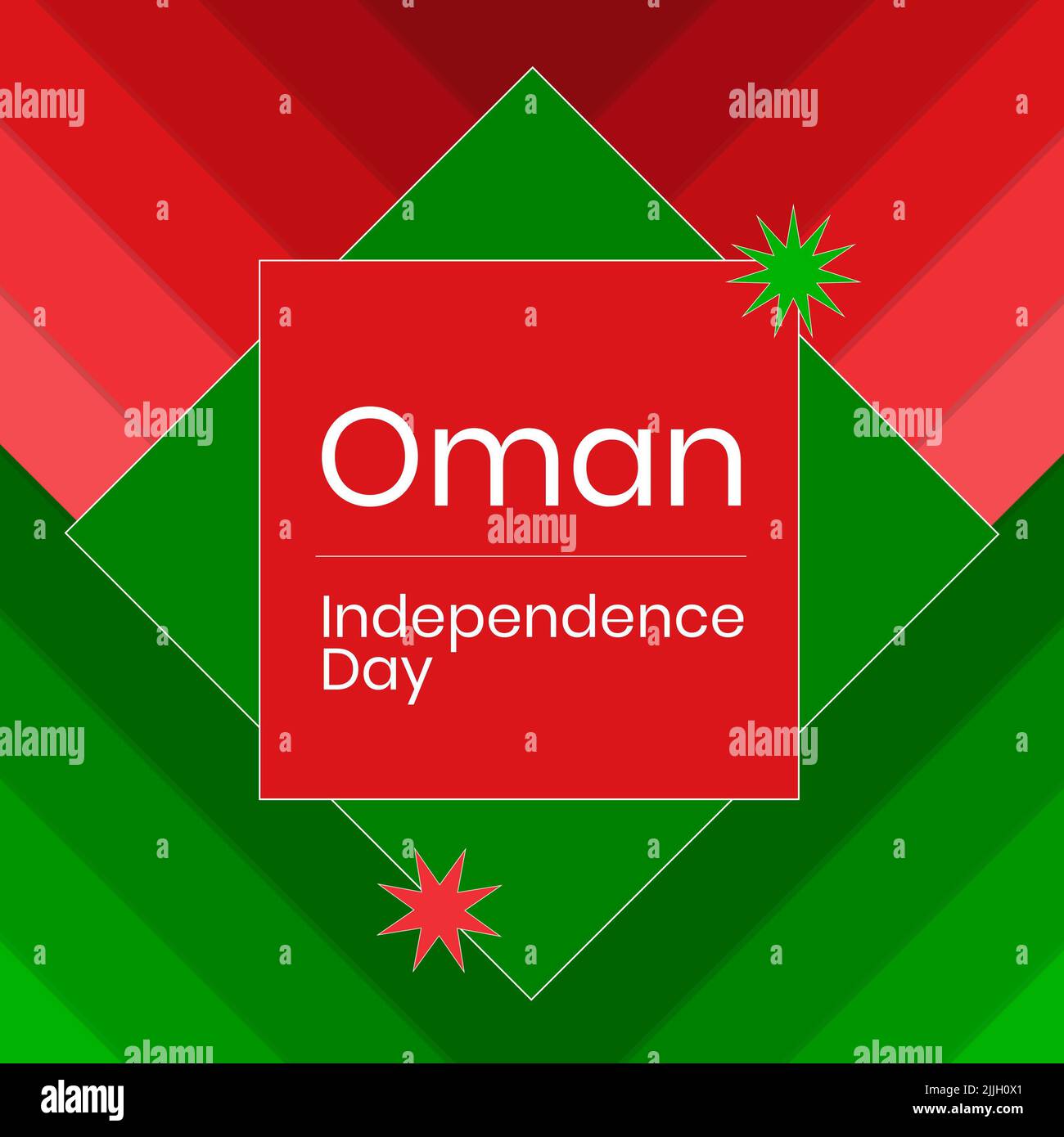 Composition of oman independence day text over green and red background ...