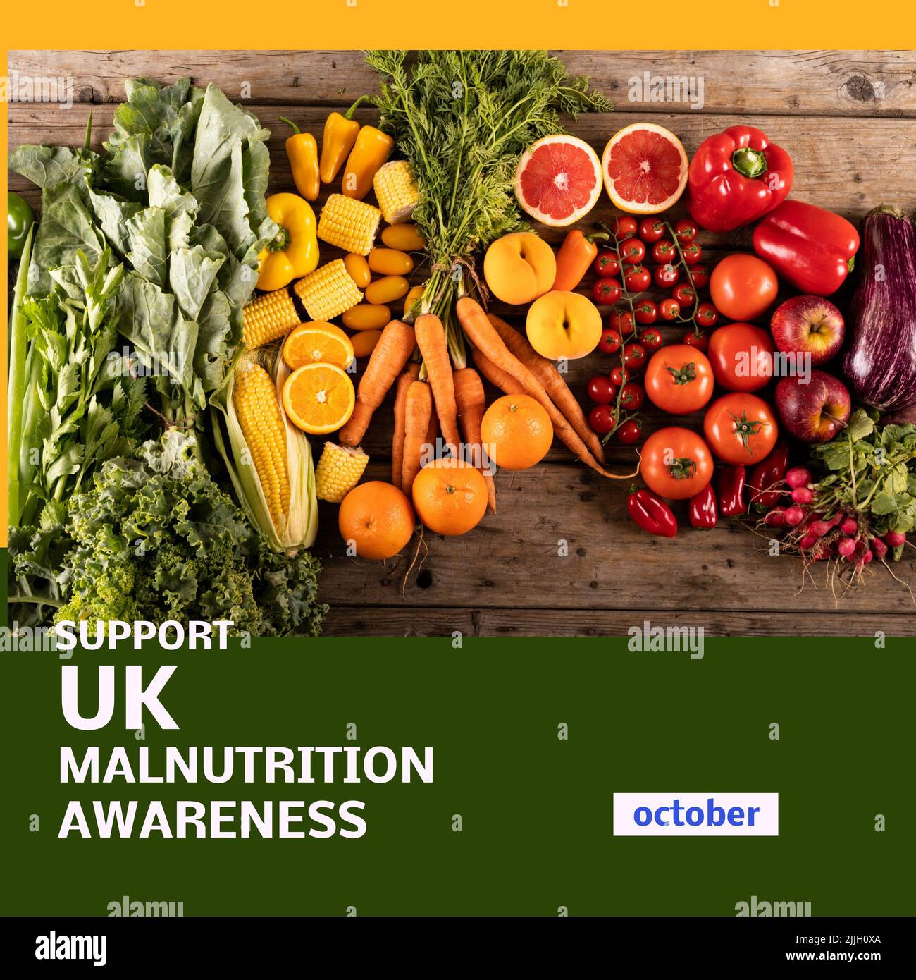 Composition of support uk malnutrition awareness text with vegetables ...