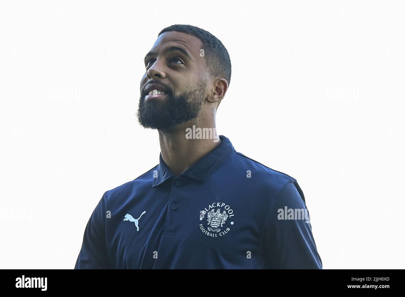 CJ Hamilton #22 of Blackpool arrives at Kellamergh Park, home of AFC ...
